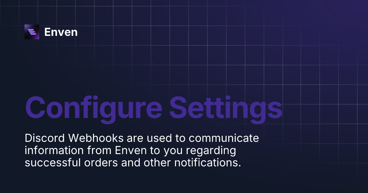 Configure Settings | Enven